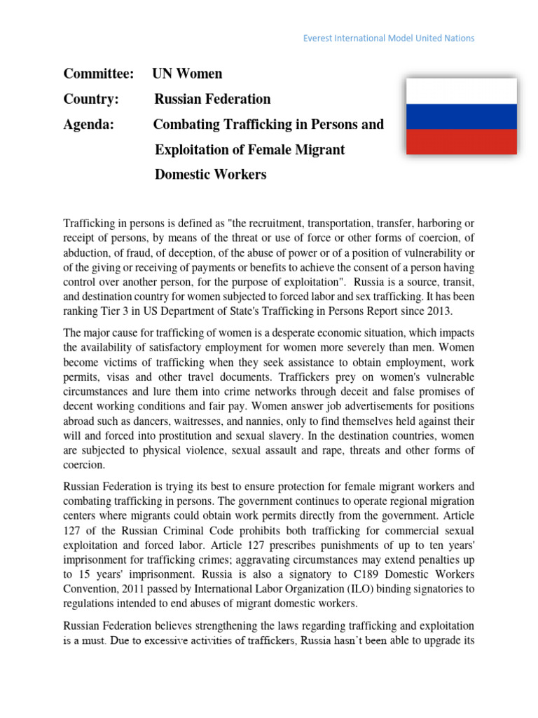Sample Position Paper | PDF | Human Trafficking | Sex Trafficking