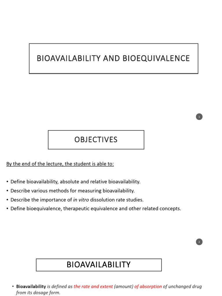 Biopharmaceutics Lecture 8 Uqu | PDF | Bioavailability | Products Of ...