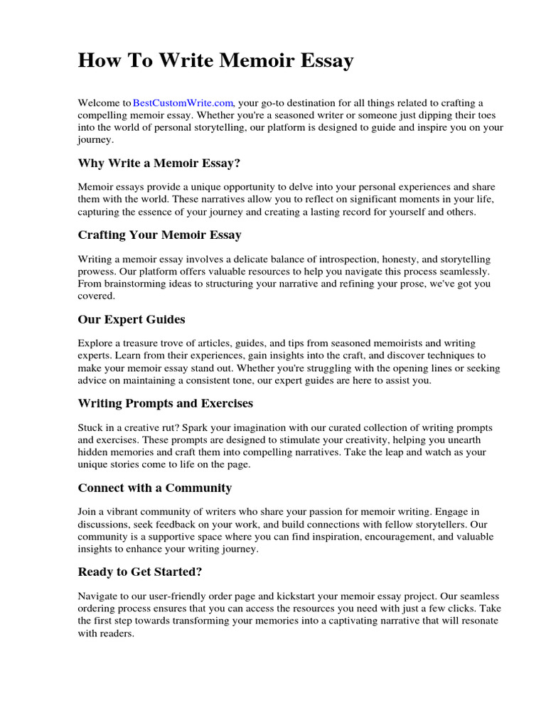 How To Write Memoir Essay | PDF | Narrative | Storytelling