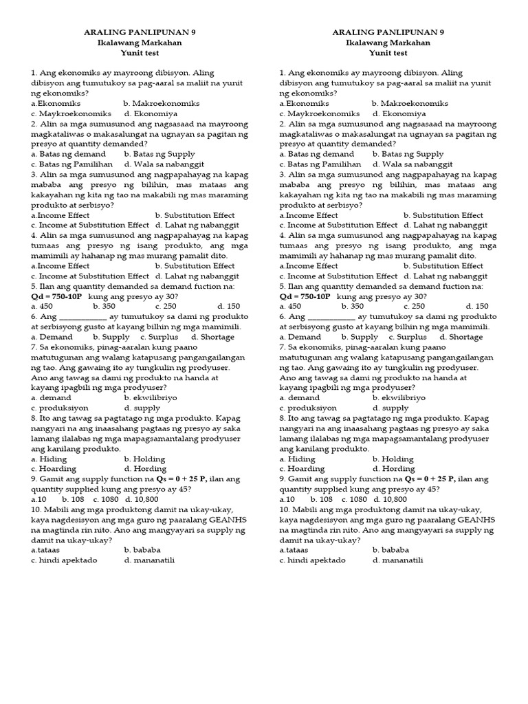 Yunit Test Q2 | PDF