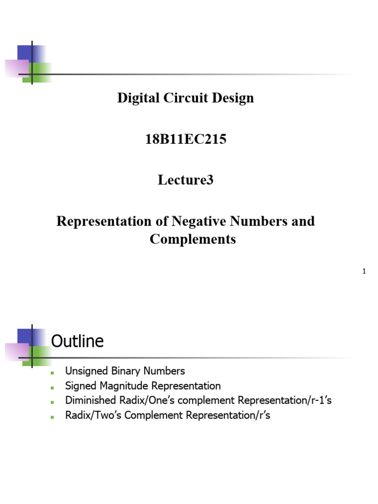 Representation of Negative Numbers and | PDF | Mathematics | Arithmetic