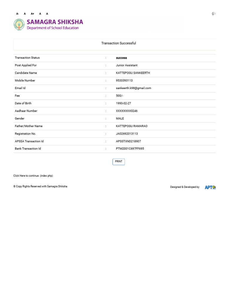 Samagra Shiksha JA Pay Receipt | PDF