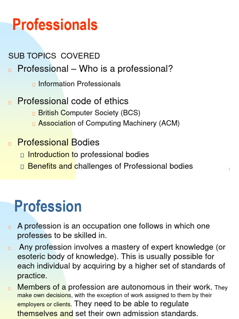 CHAPTER 2 Profession, Professionals Notes SET2 | PDF | Profession ...