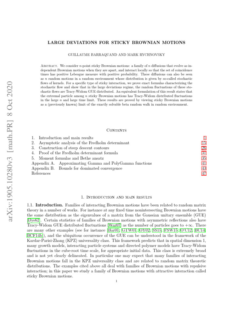 Sticky Brownian Motion | PDF | Stochastic Process | Brownian Motion