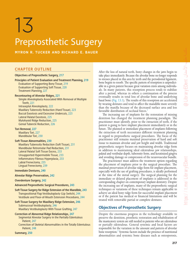 CH 13 Preprosthetic Surgery | PDF | Medical Specialties | Dentistry ...