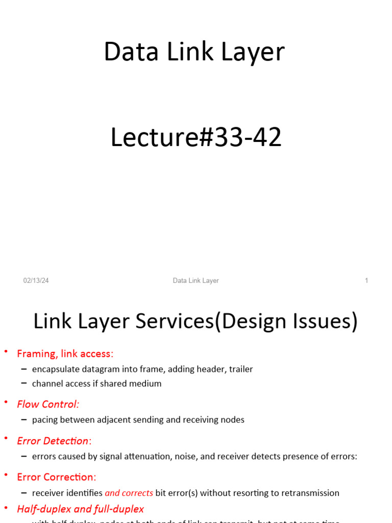 Lecture33 42 Data Link Layer Computer Networks Part 5 Pdf Error Detection And Correction