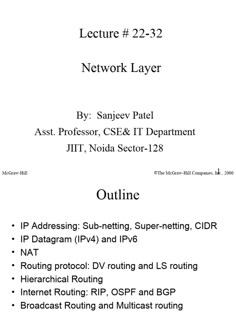 Lecture#22-32 Network Layer (Computer Networks Part-4) | PDF | Internet Protocols | Routing