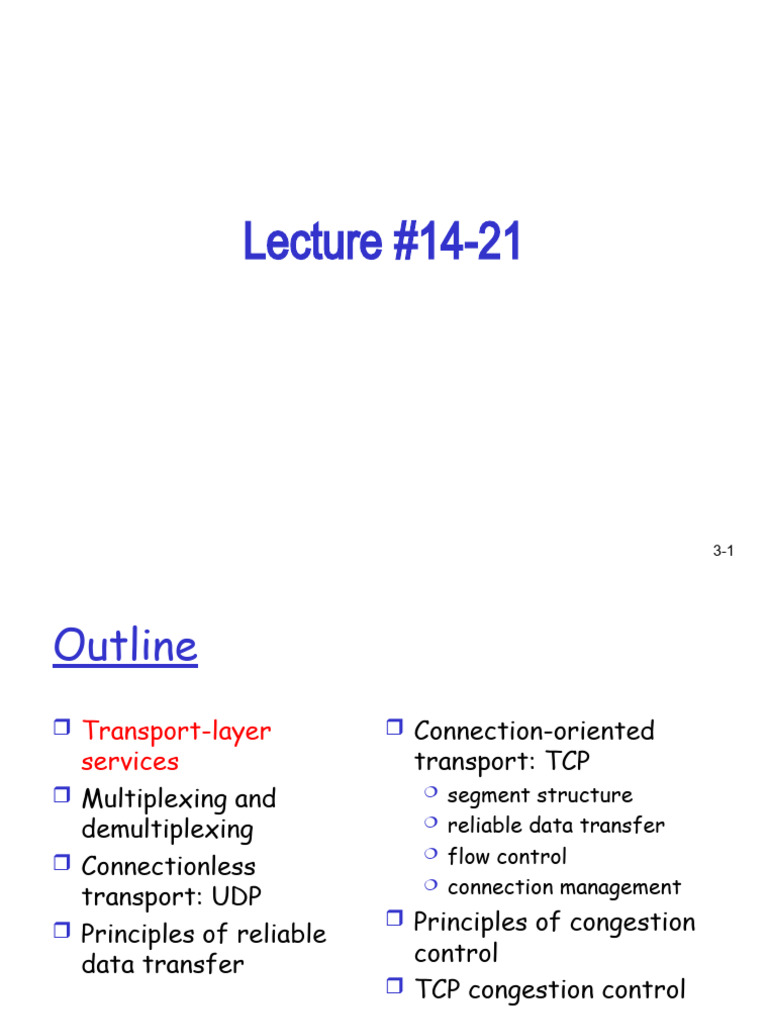 Lecture#14-21 Transport Layer (Computer Networks Part-3) | PDF | Transmission Control Protocol ...