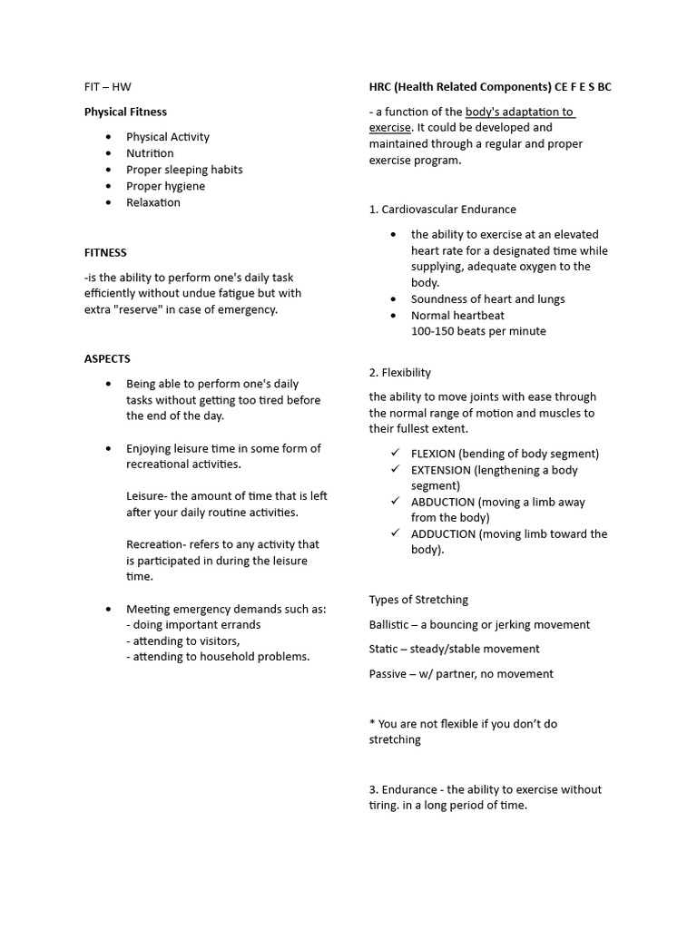 Fit HW | PDF | Body Mass Index | Anatomical Terms Of Motion