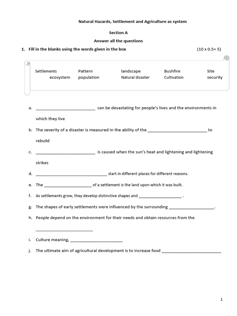 Natural Hazards, Settlement and Agriculture As System | PDF | Natural ...