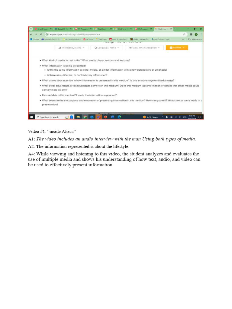 Study Sync Questions Answer For Media Grade 8 | PDF