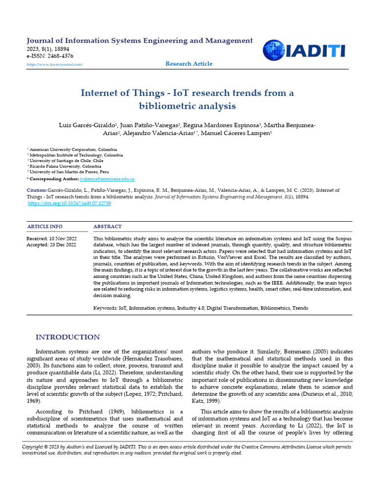 Internet of Things Iot Research Trends From A Bibliometric Analysis 1273 | Download Free PDF ...