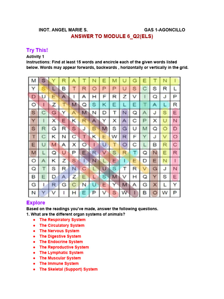 Answer To Module 6 - Q2 (Els) | Download Free PDF | Human Body ...
