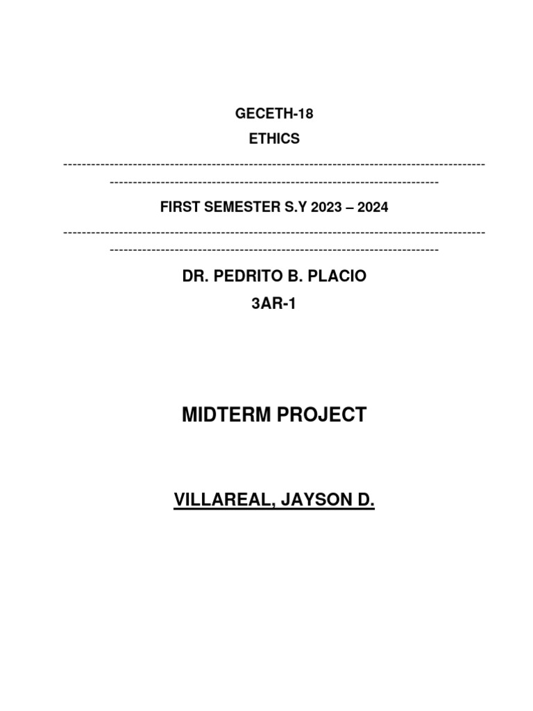 3ar 1 - Ethics - Midterm Exam | PDF | Rights | Justice
