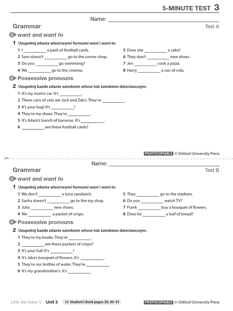 Link L5 U3 5min Test Grammar | PDF
