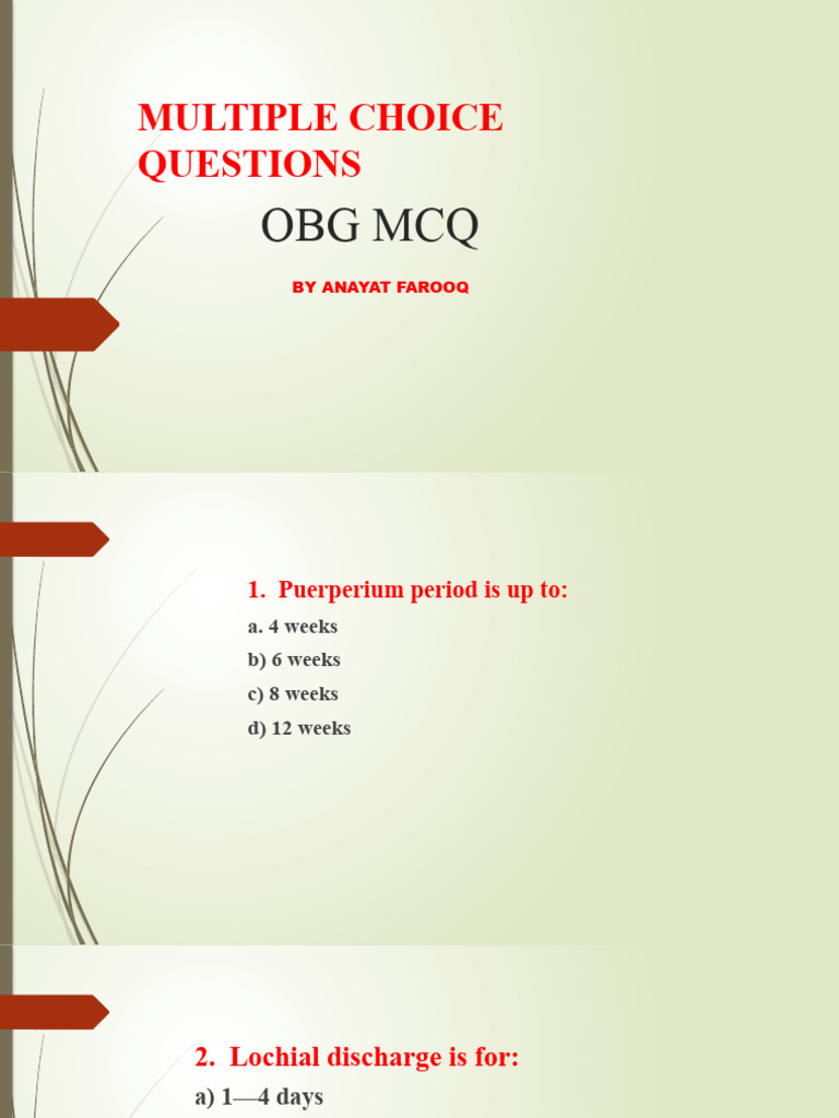 Obg MCQS | PDF