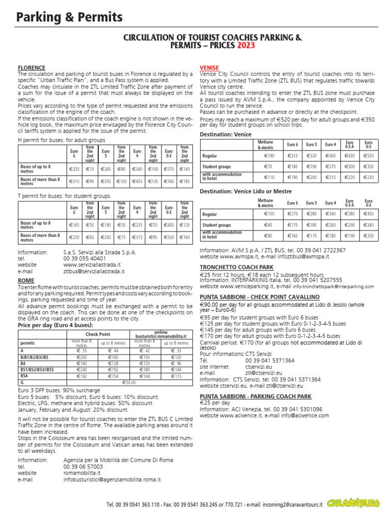 Tourist Coach Parking & Permits in Italy | PDF | Road Transport ...