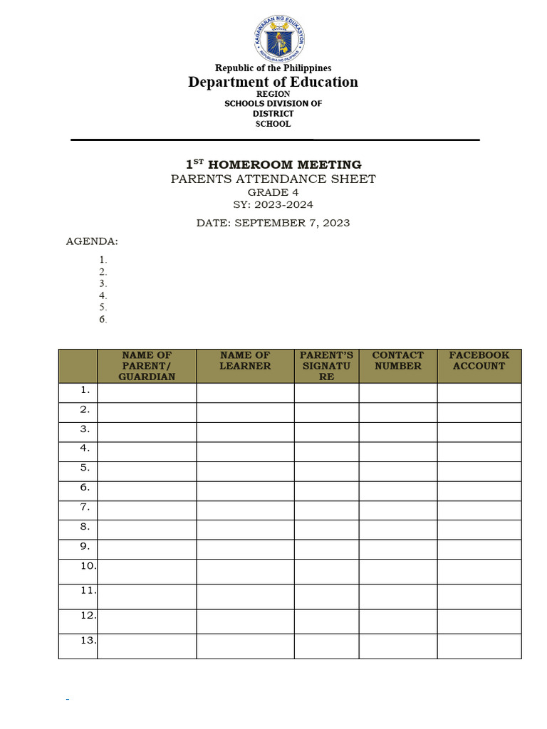 Attendance Sheet | PDF | Philippines | Government