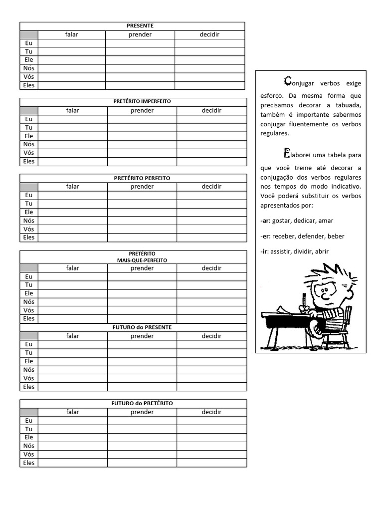 Tabela Para Conjugar Verbos Pdf