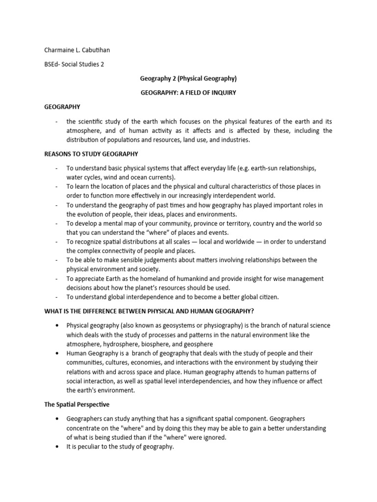Physical Geography Notes | PDF | Geography | Physical Geography