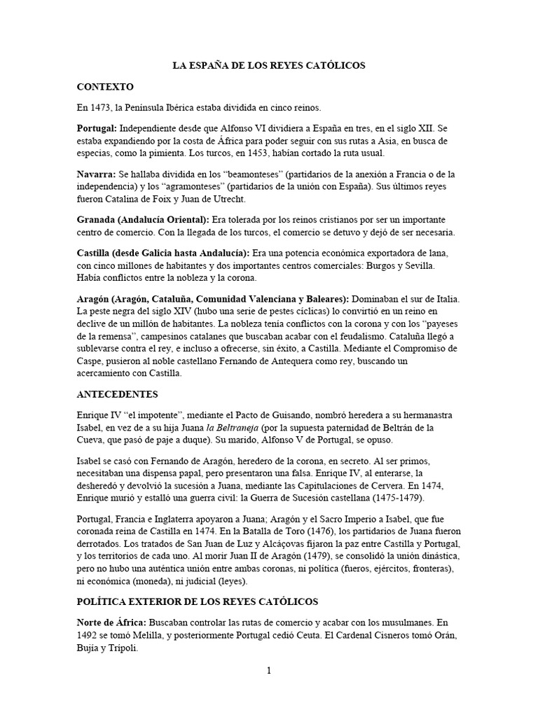 1 - La España de Los Reyes Cat - Licos | PDF | España
