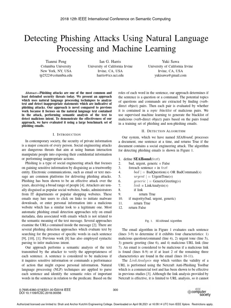 Apurva Sontakke - 2018 - IEEE - Detecting Phishing Attacks Using Natural Language Processing and ...