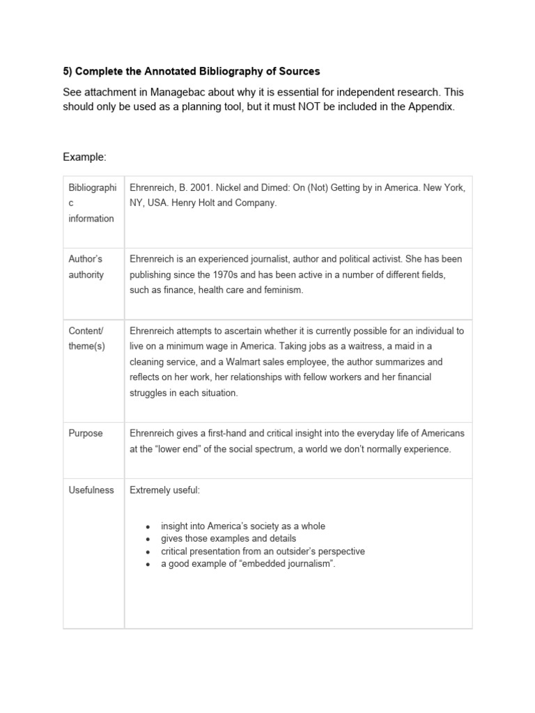 Annotated Bibliography - Fifth Step in Finding The Research Question 2 ...