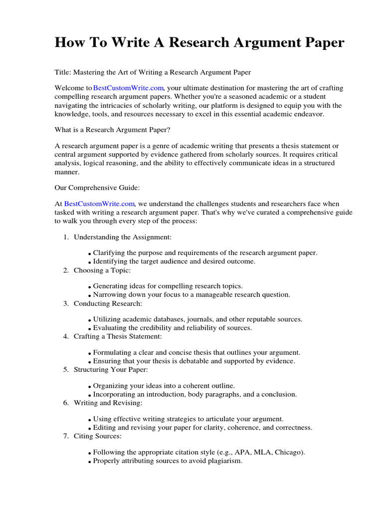 How To Write A Research Argument Paper | PDF | Argument | Thesis