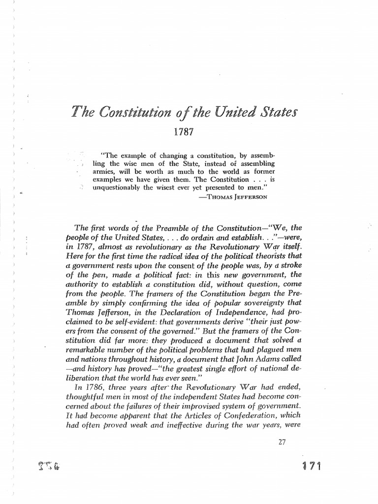 The Constitution of The United States | PDF | Article One Of The United ...