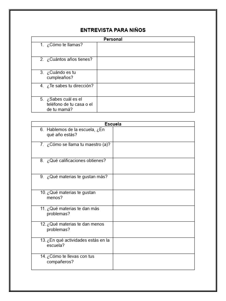 Formato Para Entrevista De Trabajomodelo De Ficha De Entrevista