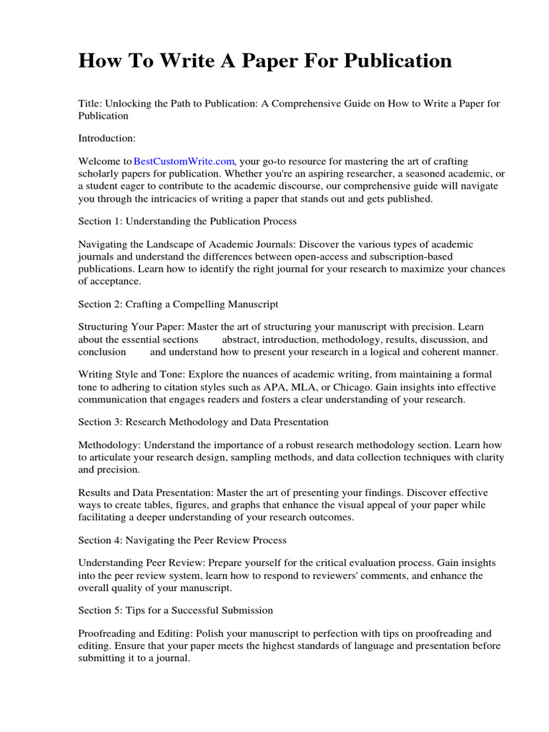 How To Write A Paper For Publication | PDF | Methodology | Editing