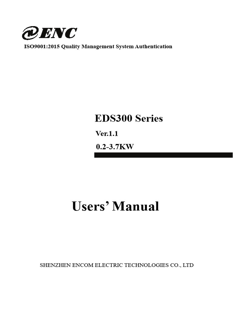 Manual Variador ENC (Verificadoa de Peso) EDS300-series-user-manual-V1.1 | PDF | Power Supply ...