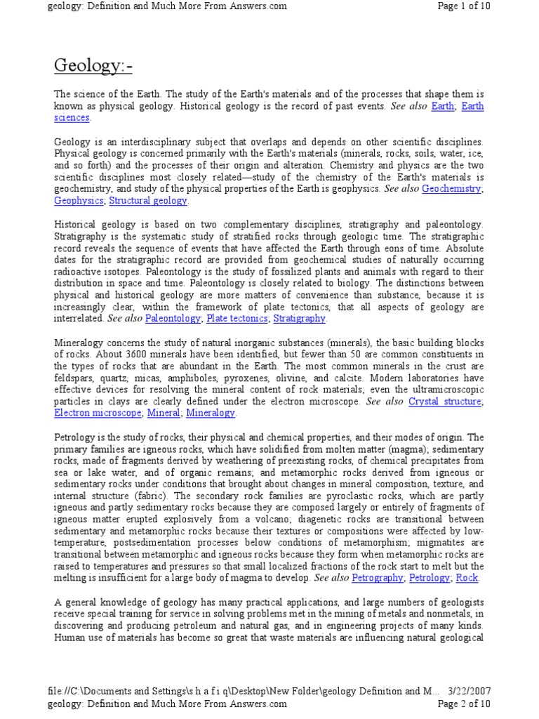 Geology Definition and Much More From Answers - Com | PDF | Rock ...