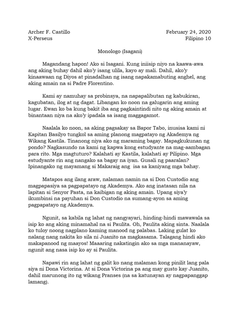 Monologo Isagani | PDF