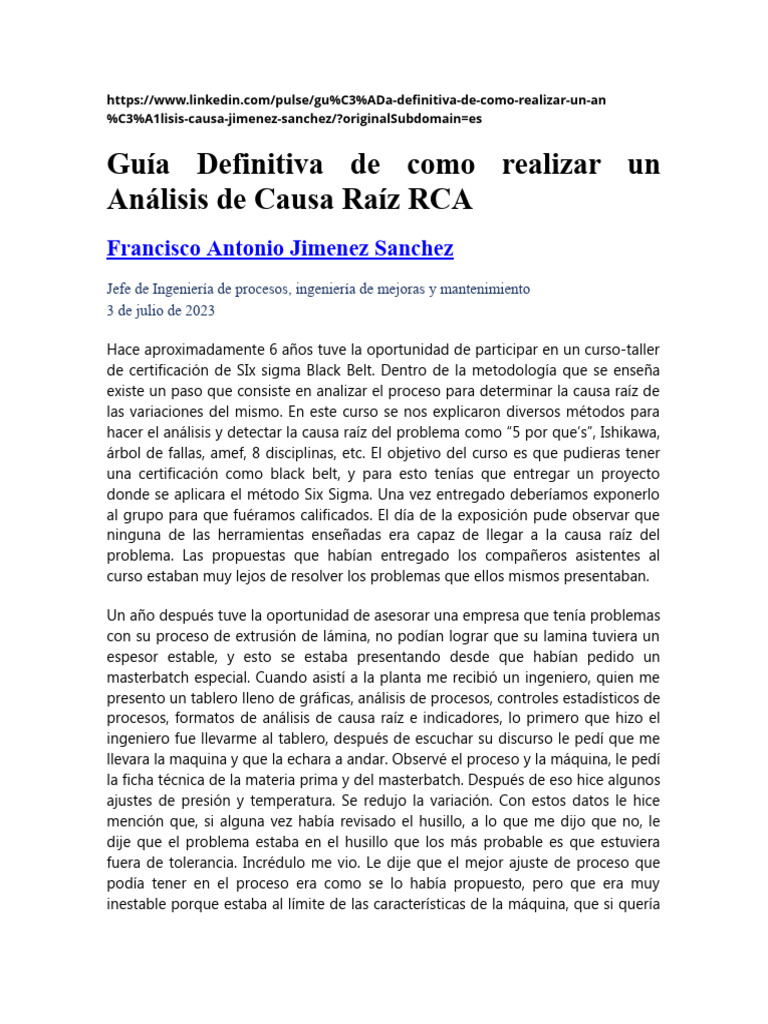 Guía Definitiva de Como Realizar Un Análisis de Causa Raíz RCA | PDF | Evidencia