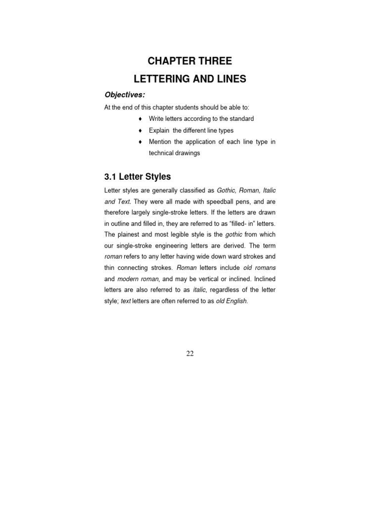 Engineering Drawing - Chapter Three | PDF | Letter Case | Drawing