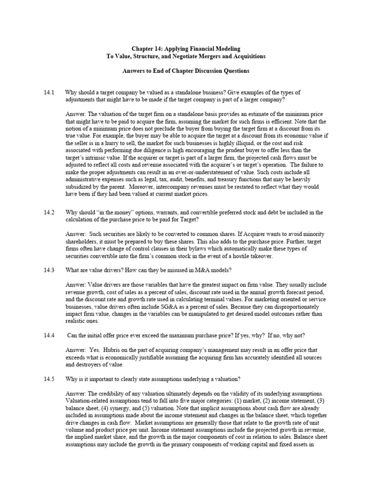 Chapter 14 | PDF | Valuation (Finance) | Mergers And Acquisitions