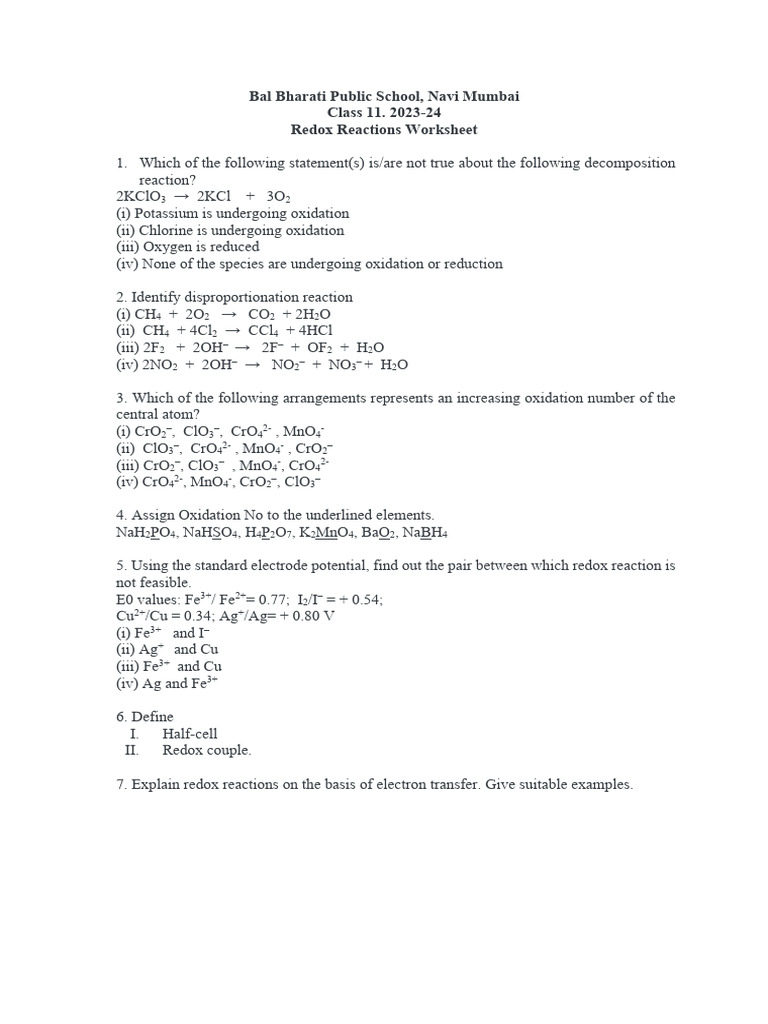 11 Redox Reactions 2 | PDF