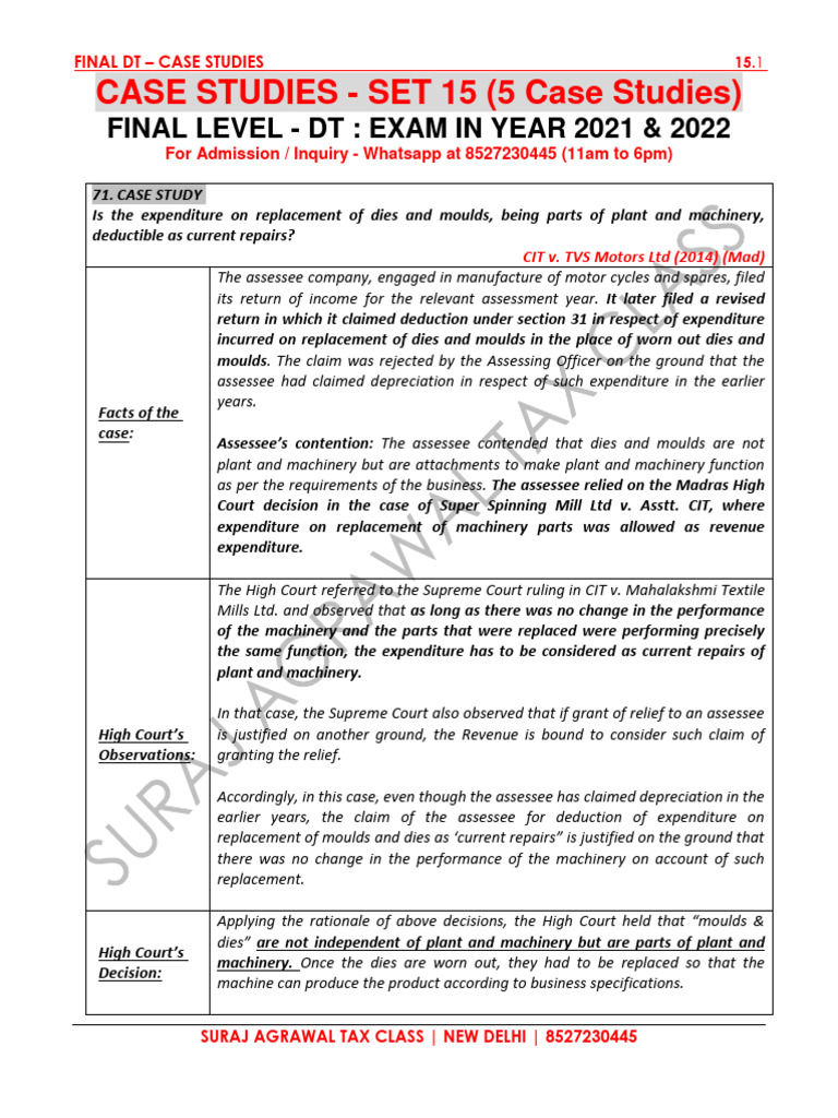 DT CASE STUDY SERIES FOR FINAL STUDENTs - SET 15 | PDF | Stock Exchange ... DT CASE STUDY SERIES FOR FINAL STUDENTs - SET 15 | PDF | Stock Exchange ...