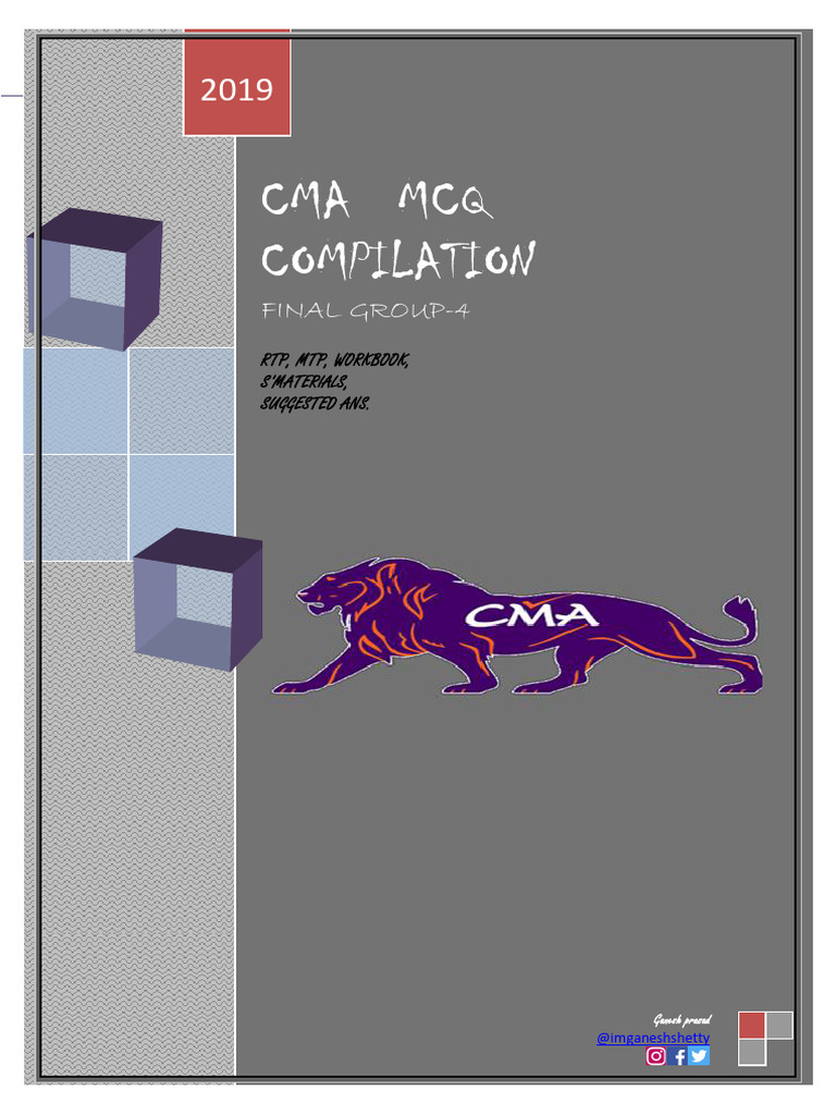 Cma Fina Group4 All MCQ | PDF | Goodwill (Accounting) | Balance Sheet