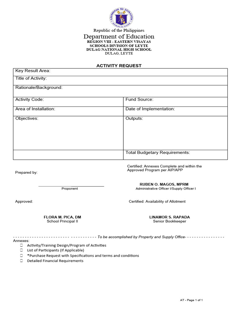 Activity Request Form | PDF