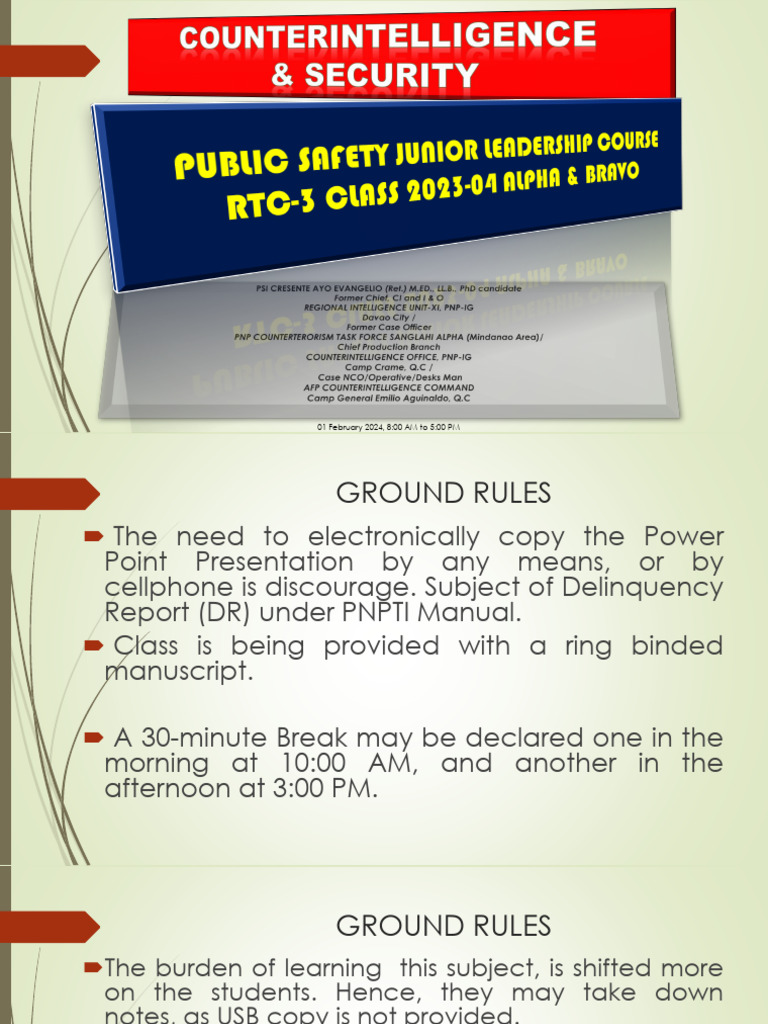 INTRO TO COUNTERINTELLIGENCE-updated 01 February 2024 | PDF | Classified Information | Physical ...