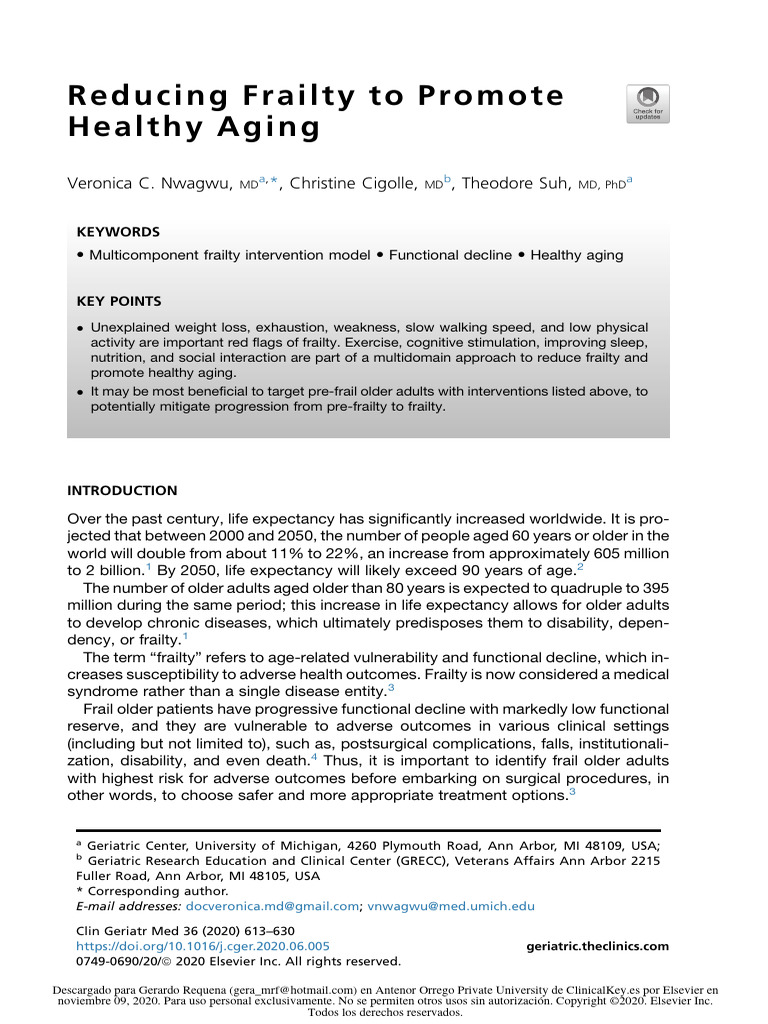 Reducing frailty to promote healthy aging | PDF | Medical Specialties ...