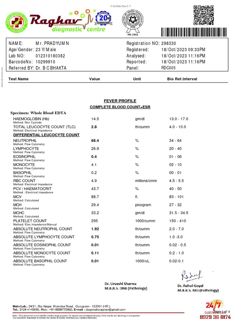 Labreportnew - 2023-10-19T100612.239 | PDF | Immunology | Blood