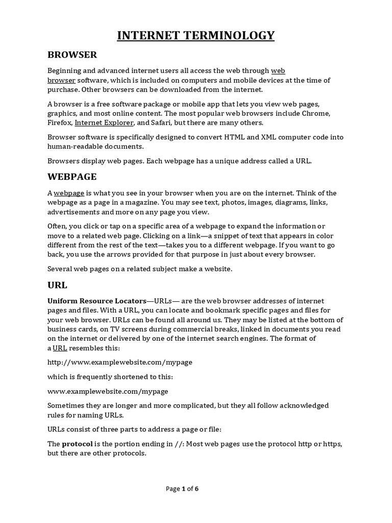 Module 7 INTERNET TERMS | PDF | World Wide Web | Internet & Web