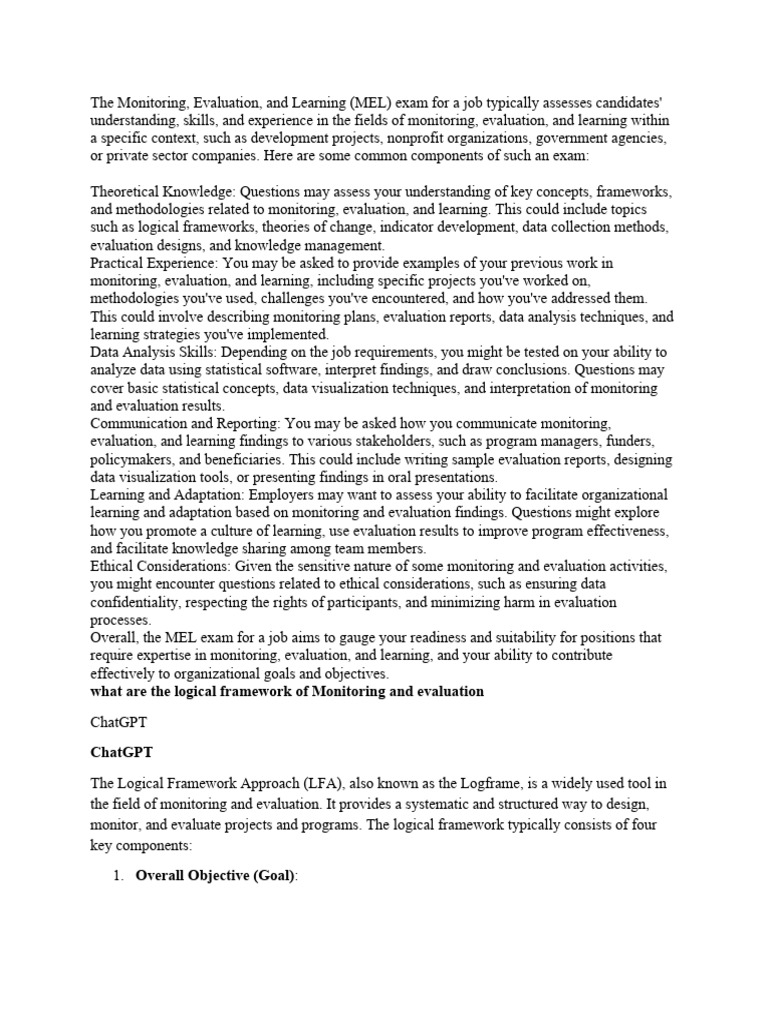 M and E Document | PDF | Knowledge Management | Evaluation