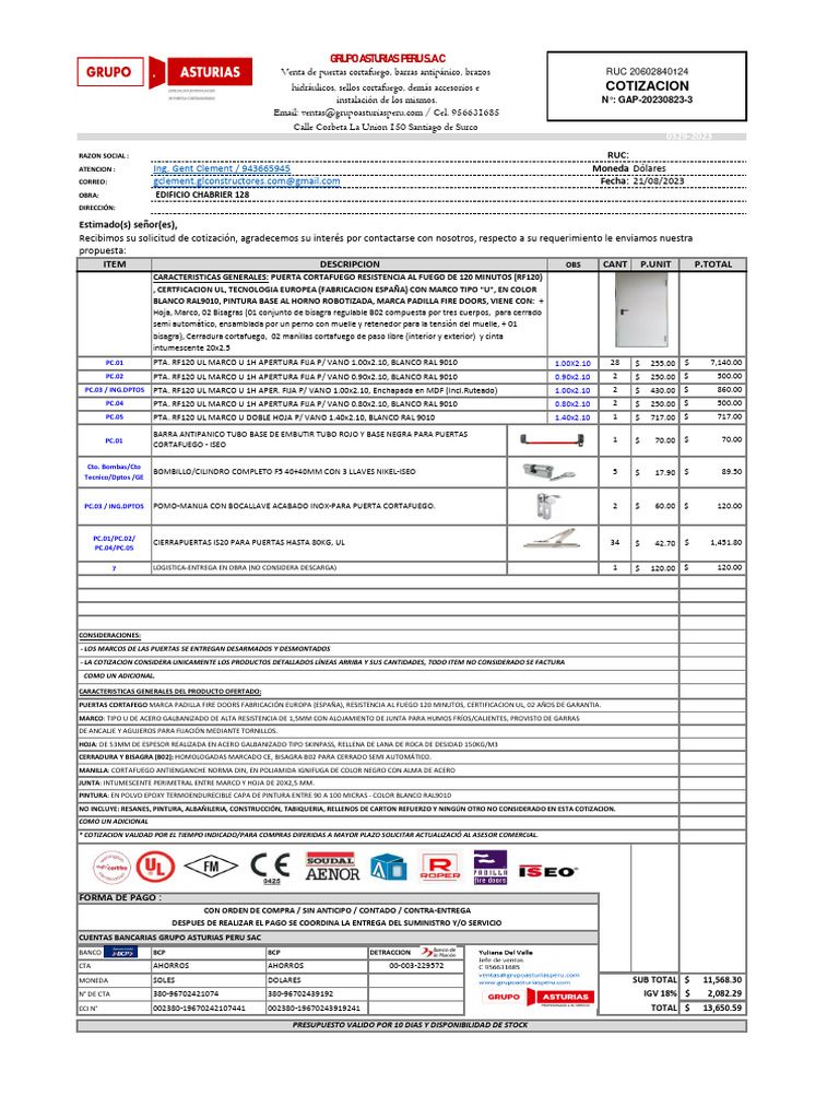 Ppto Gap-20230823-3 Ing Clemente-Chabrier 168-Sum PCF 23-08-23 | PDF ...