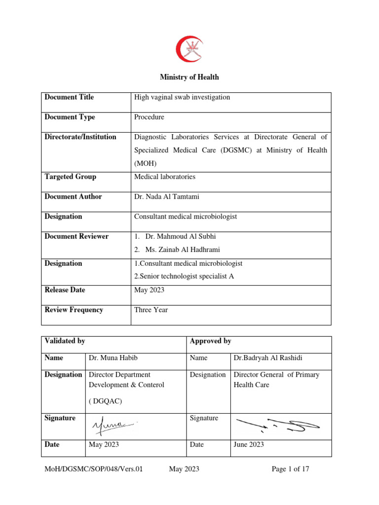 High Vaginal Swab Investigation | PDF | Immunology | Diseases And Disorders