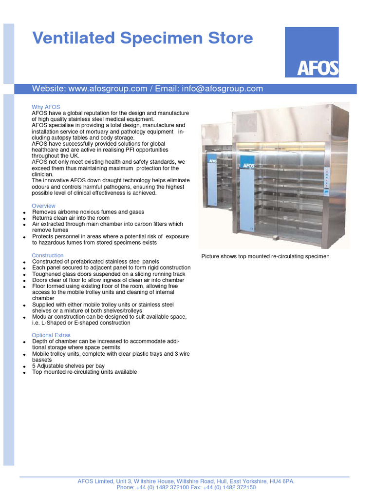 Ventilated Specimen Store (VSS) | PDF | Air Pollution | Door