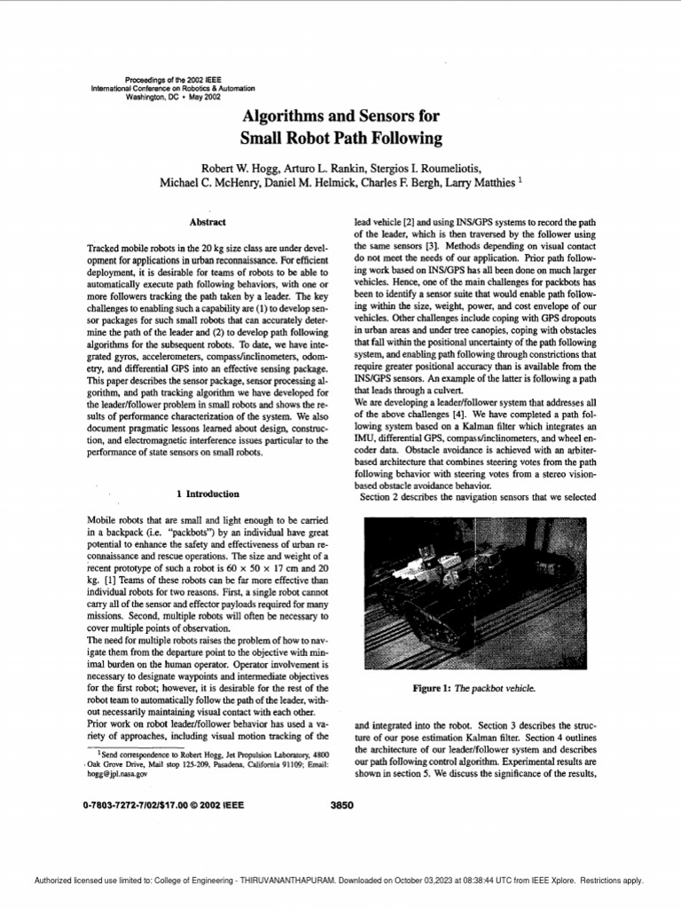 Algorithms and Sensors For Small Robot Path Following | PDF | Kalman ... Algorithms and Sensors For Small Robot Path Following | PDF | Kalman ...